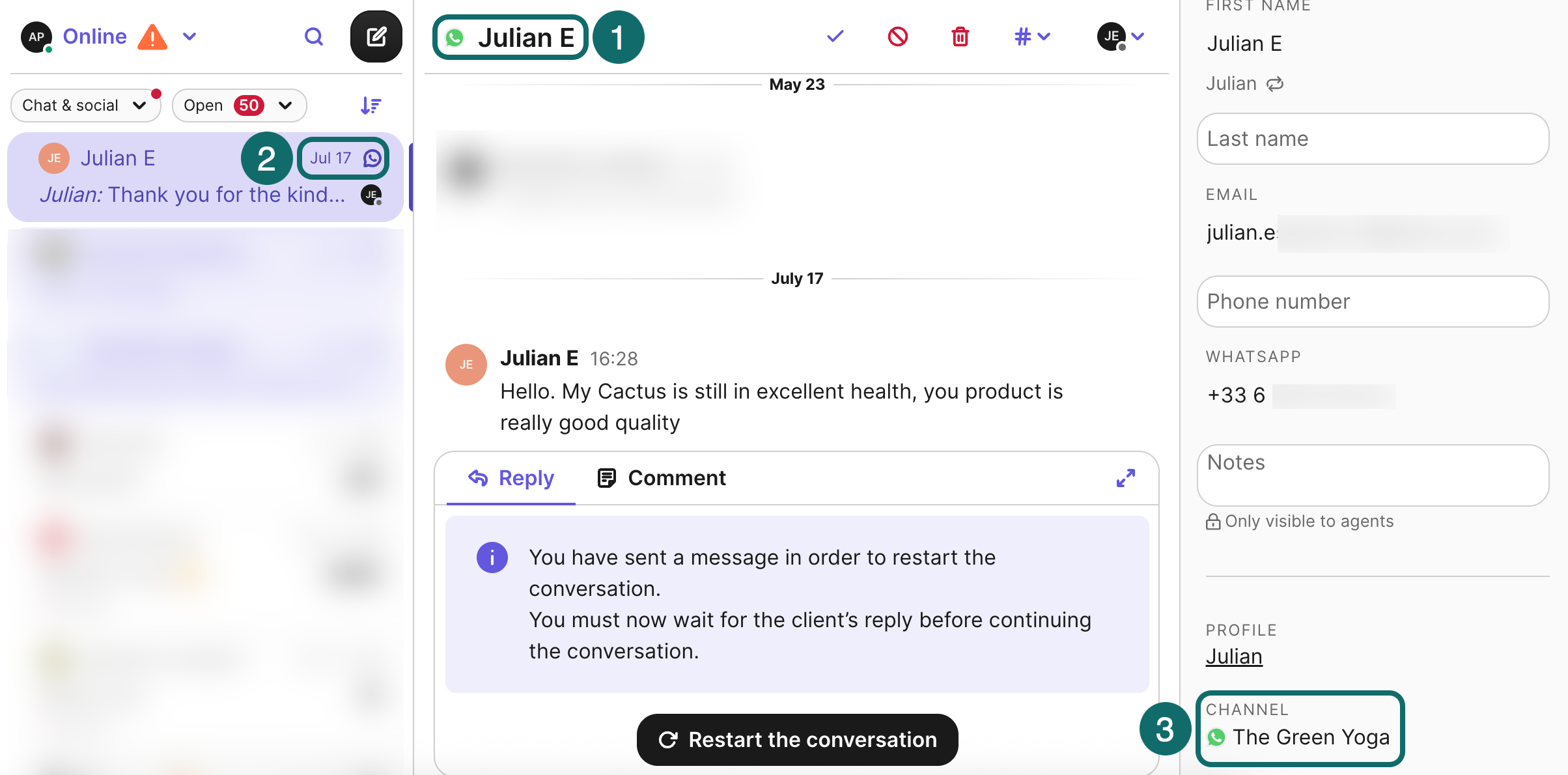 Send and reply to WhatsApp messages with Conversations – Home