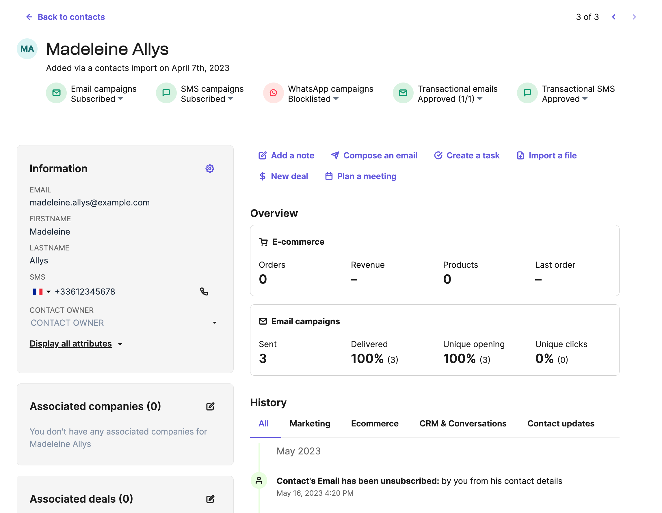 Overview of the contact details page – Brevo - Help Center