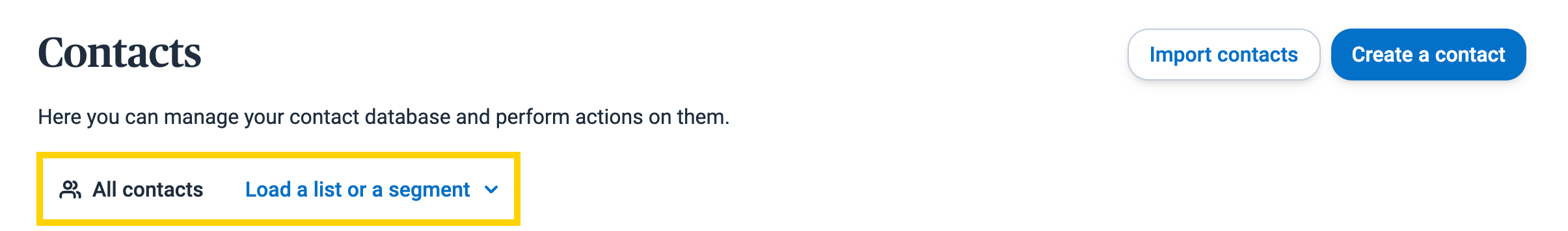 Overview of the Contacts page – Brevo