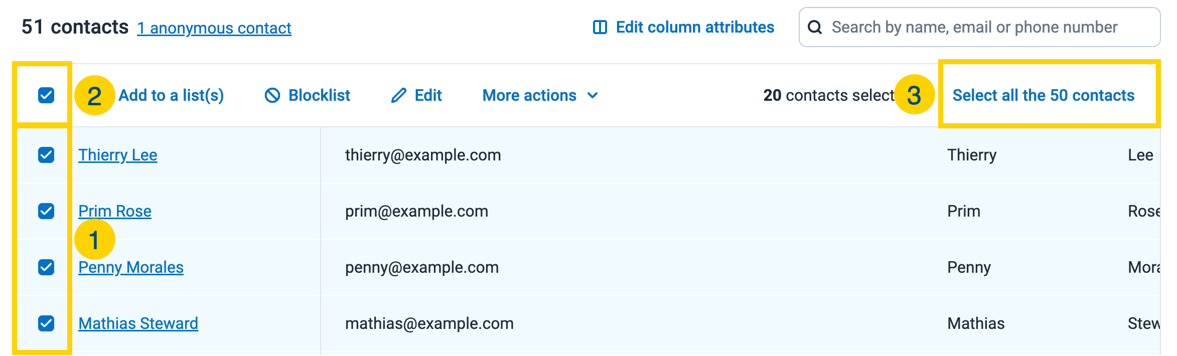 Search for contacts – Brevo - Help Center