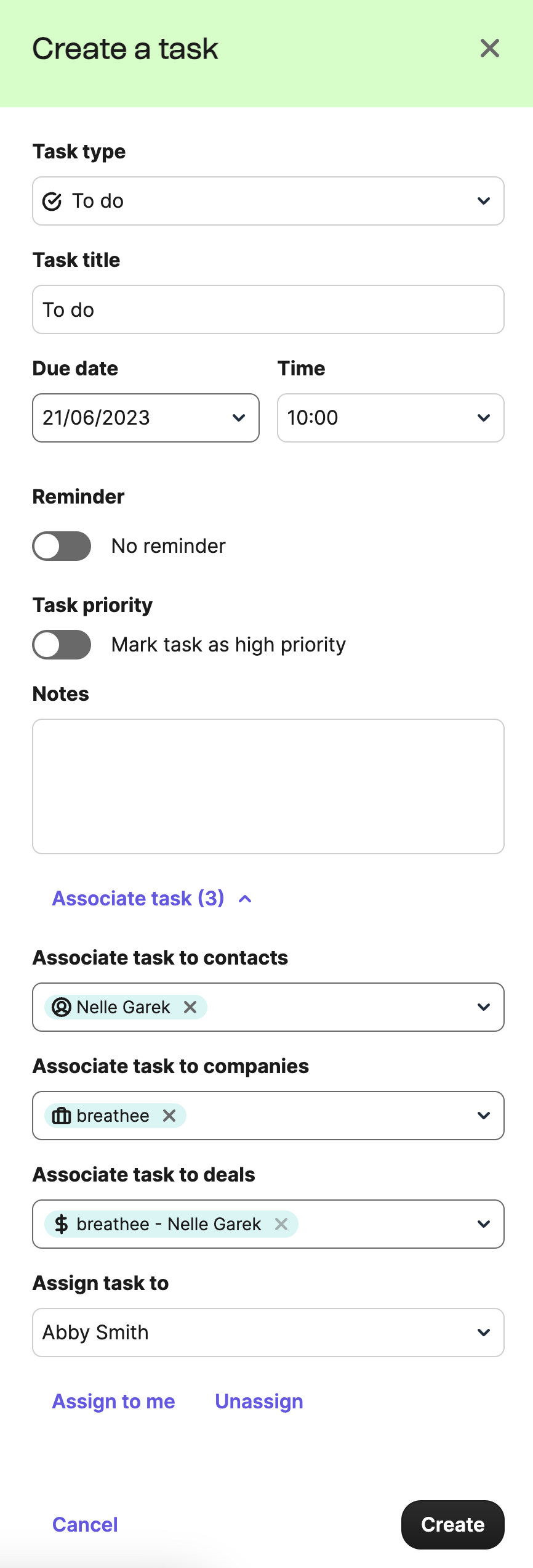 Create a task – Brevo - Help Center
