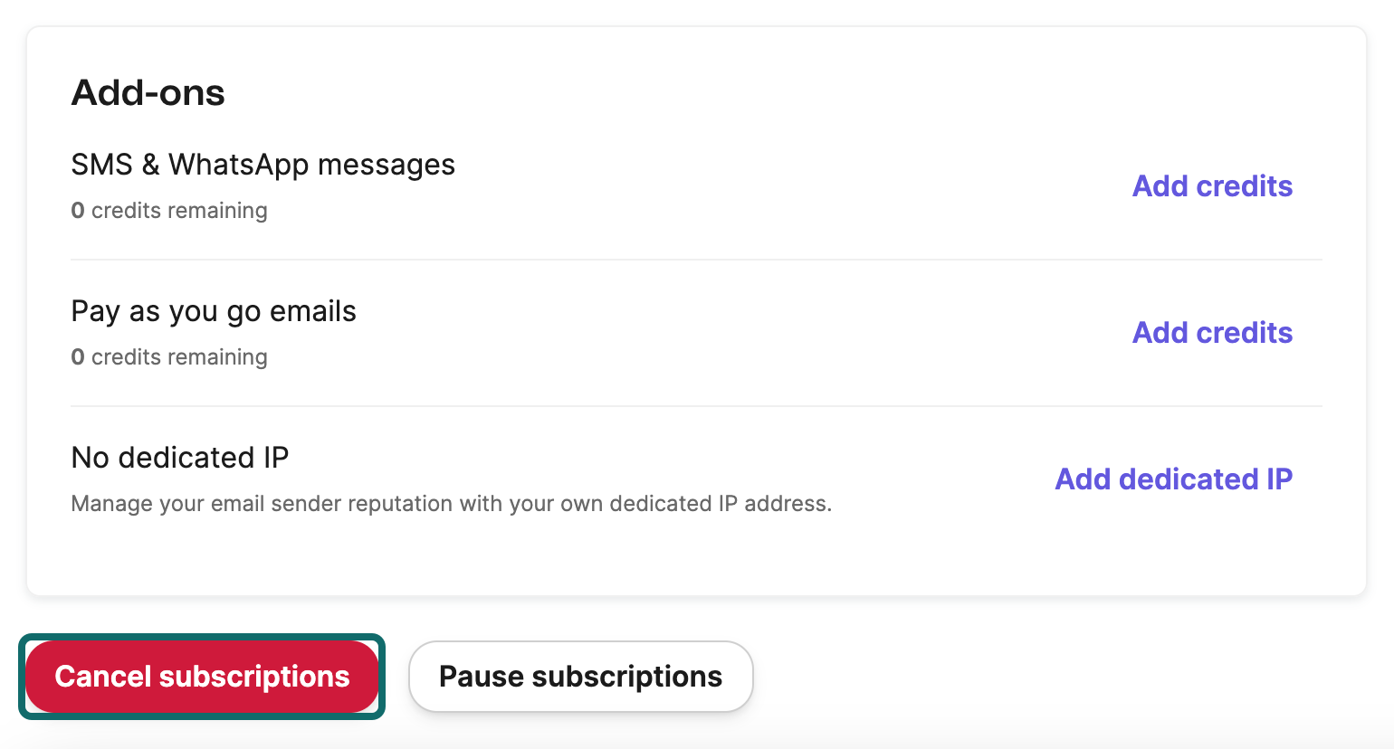 Cancel your subscription – Home