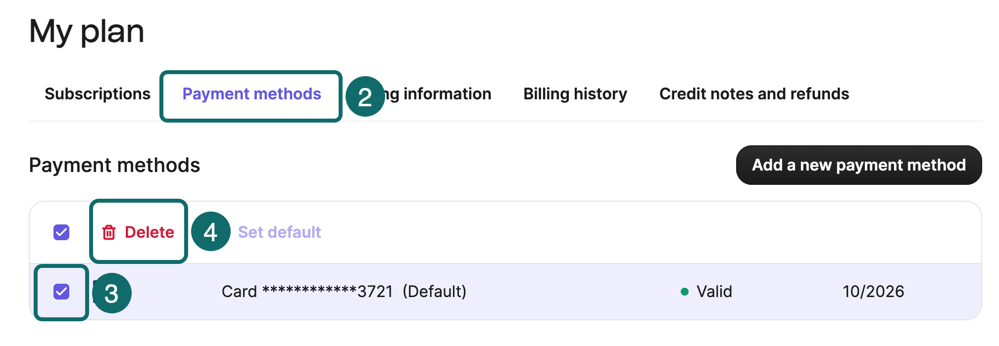 Add or remove a payment method in your Brevo account – Home