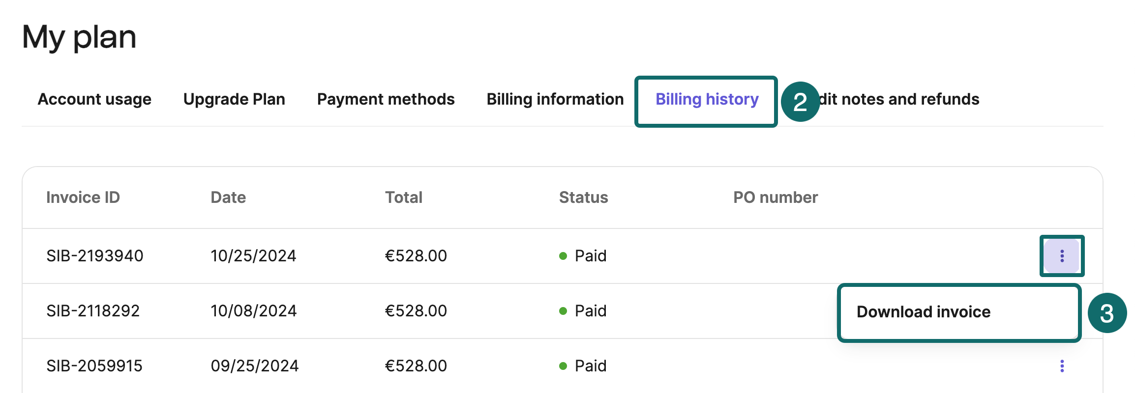 View your billing history and download your invoices – Home