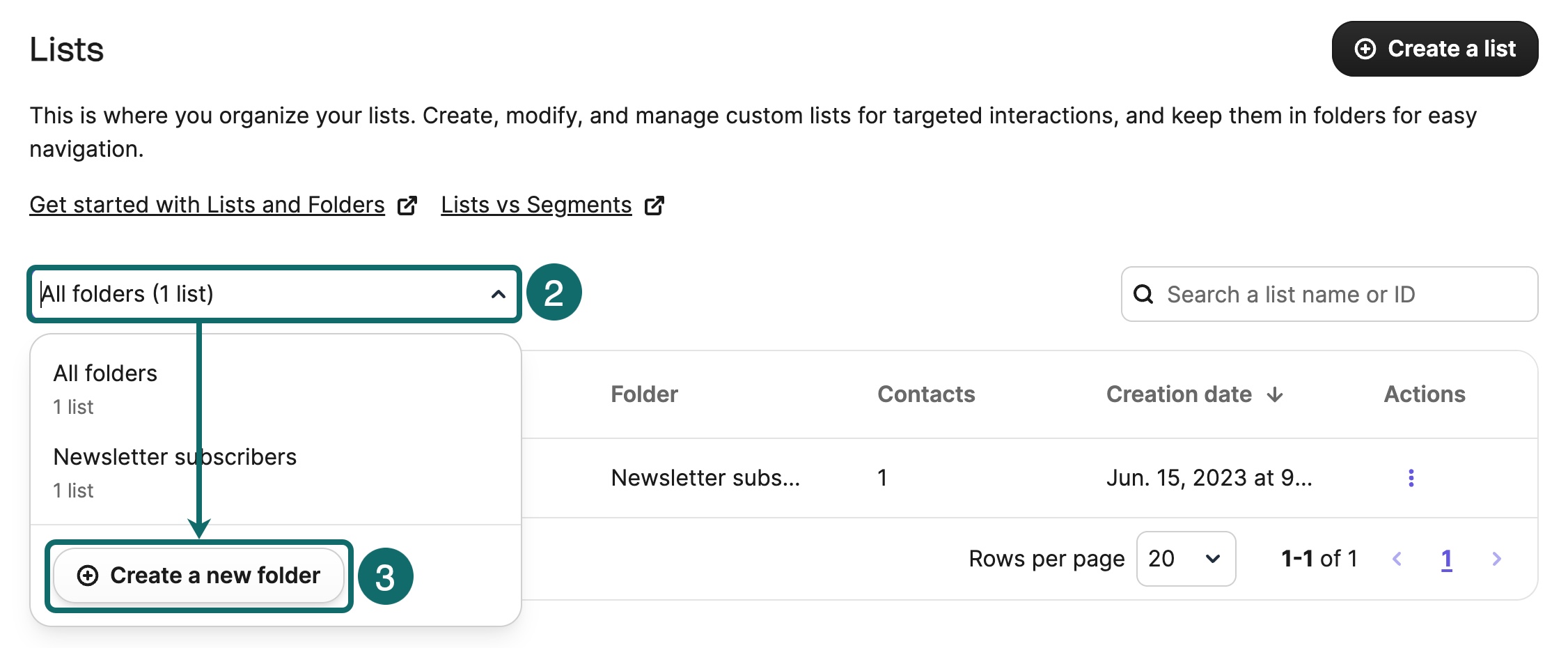 Créer des dossiers et des listes pour organiser vos contacts – Accueil