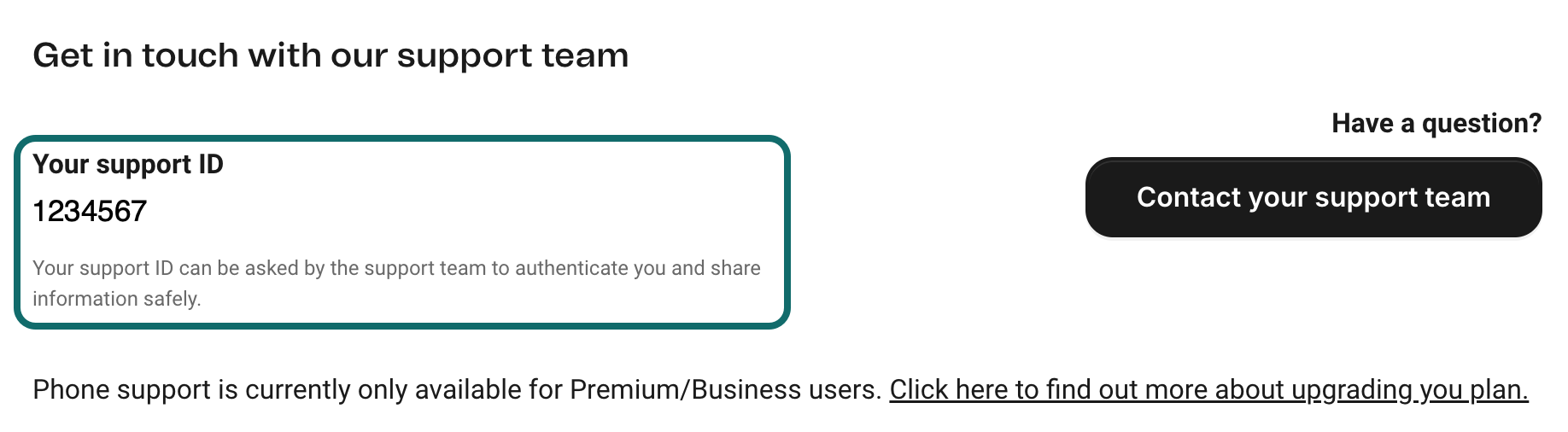 Contactar con el equipo de soporte – Inicio