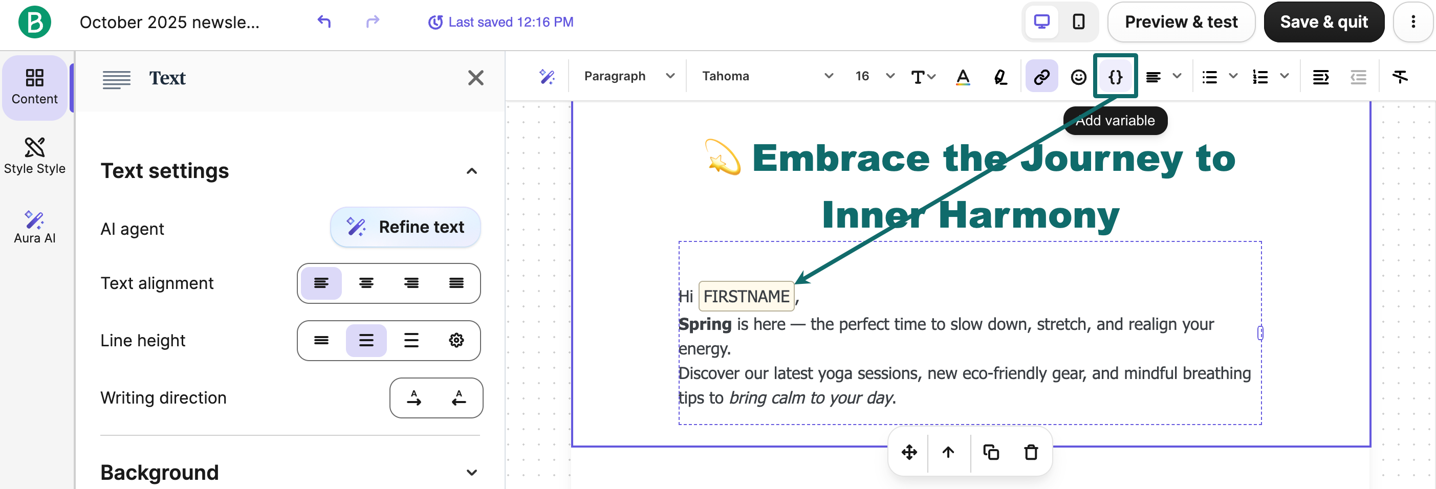 About the Title and Text content blocks – Startseite