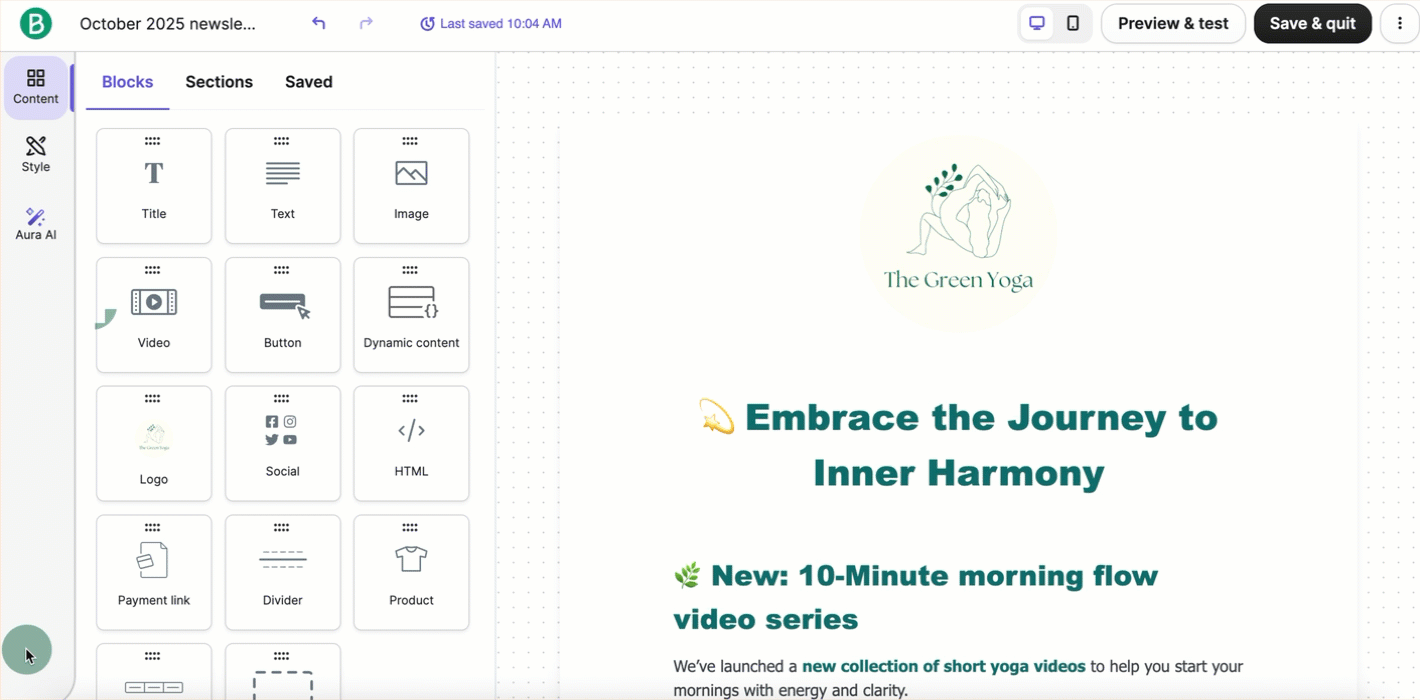 About the Title and Text content blocks – Home