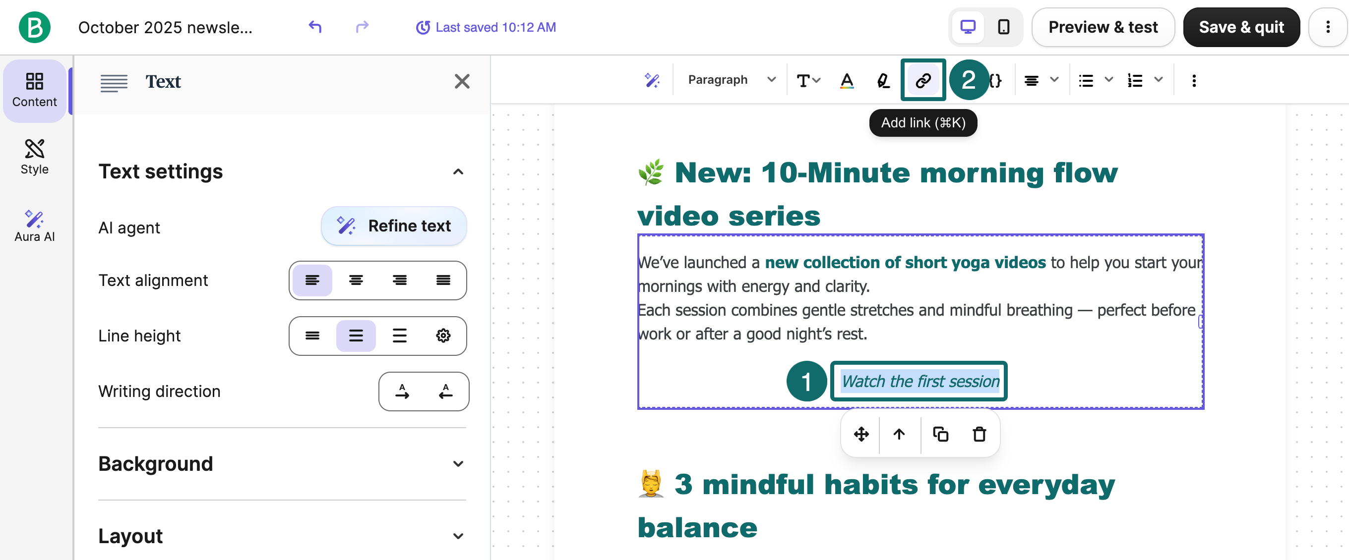 About the Title and Text content blocks – Home